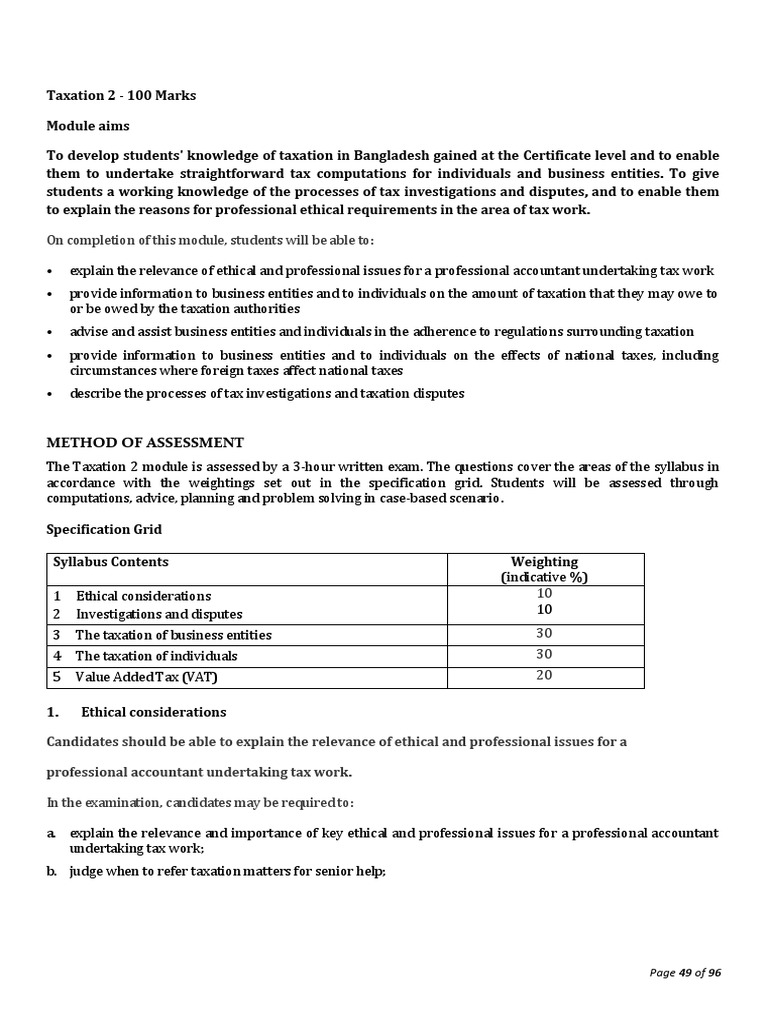 ICAB Professional Level Syllabus For Taxation-2 PDF | PDF | Value Added ...