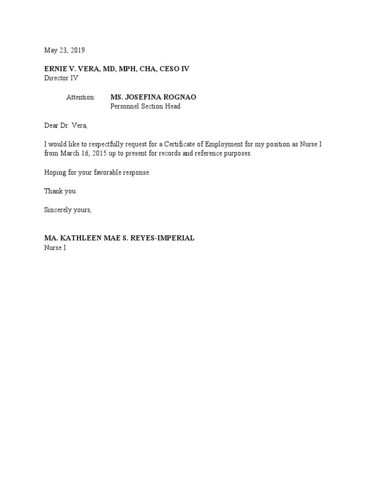 Letter Request-COE | PDF