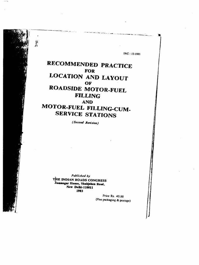 IRC 12-1983 Recommended Practice For Location and Layout of Roadside ...