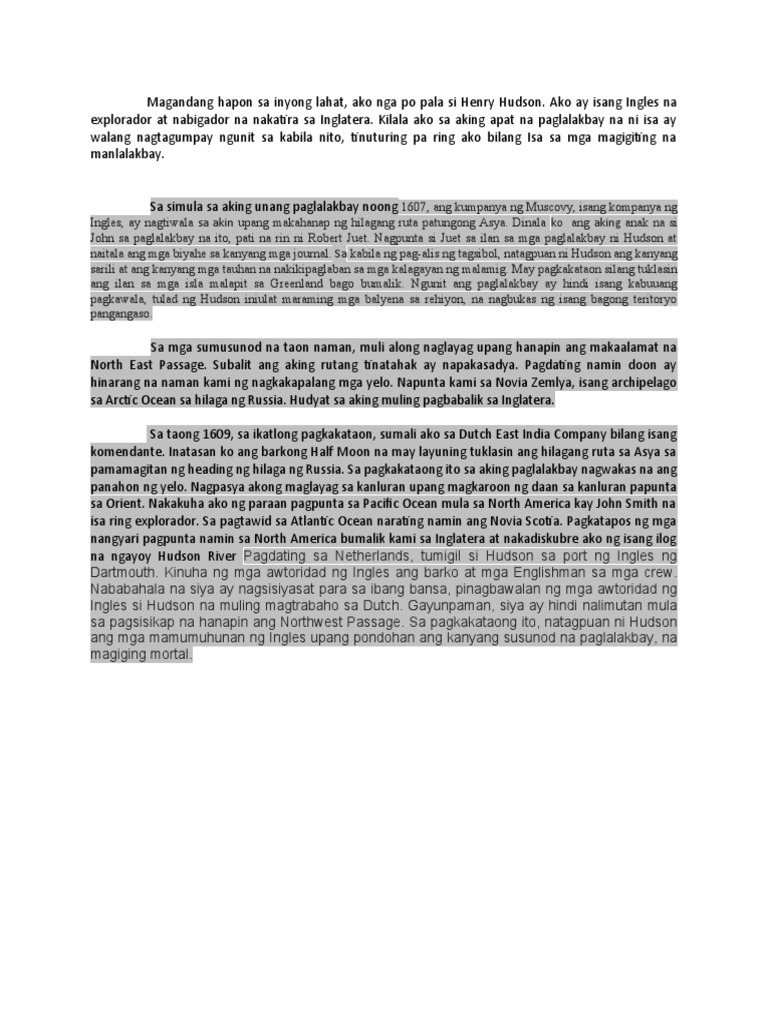Henry Hudson Script | PDF