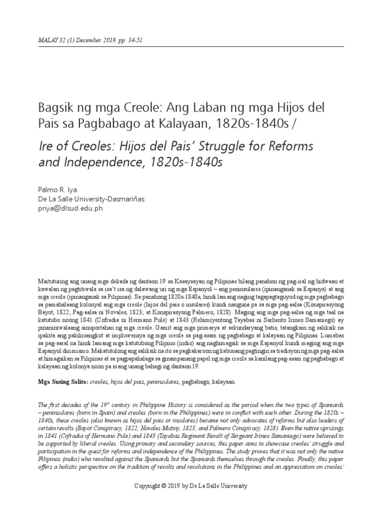 Iya - Artikulo - Bagsik NG Mga Creole | PDF