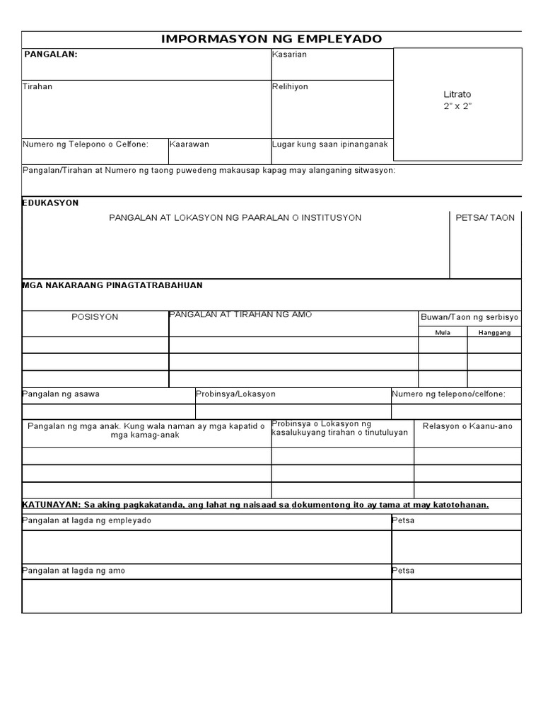 Biodata Tagalog PDF | PDF