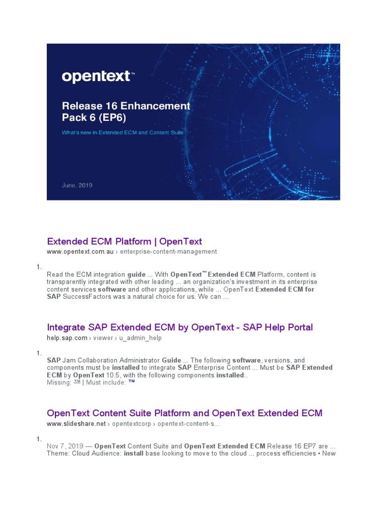 Extended Ecm Platform - Opentext: Enterprise-Content-Management | PDF