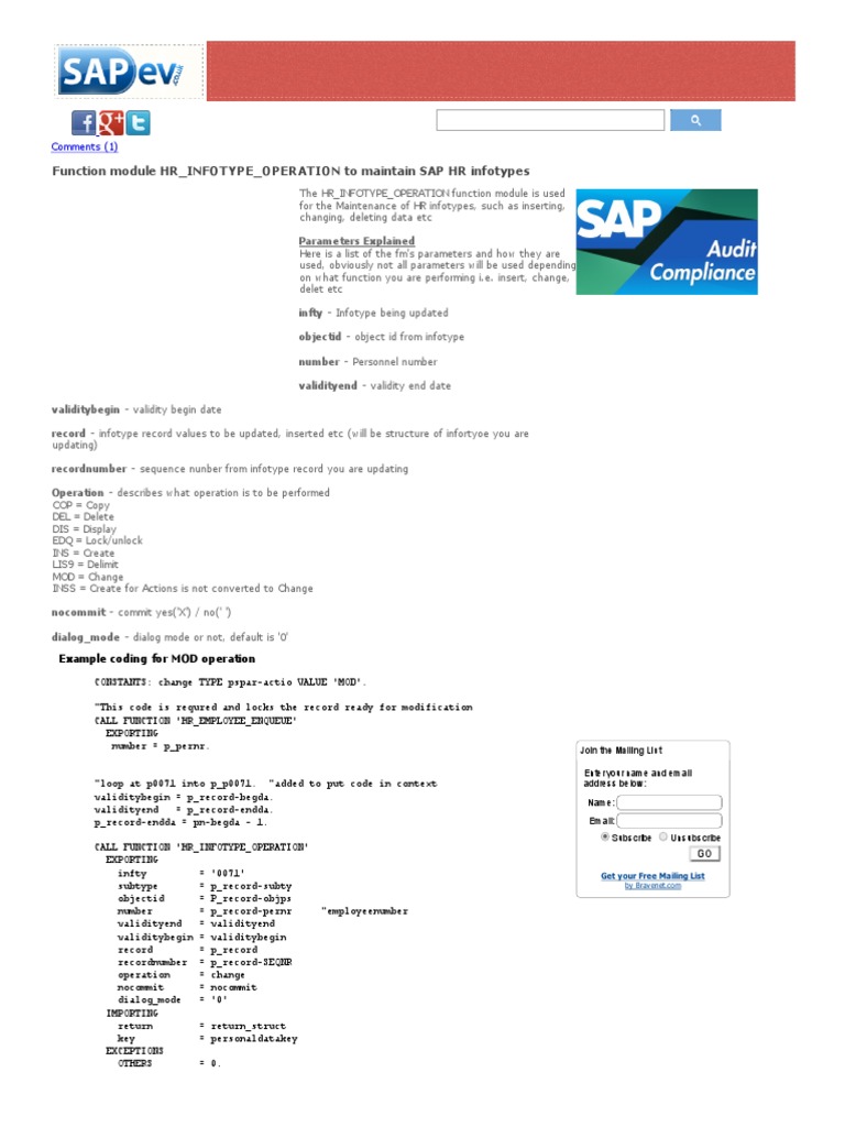 HR INFOTYPE OPERATION To Update SAP HR Infotypes Function Module ABAP ...
