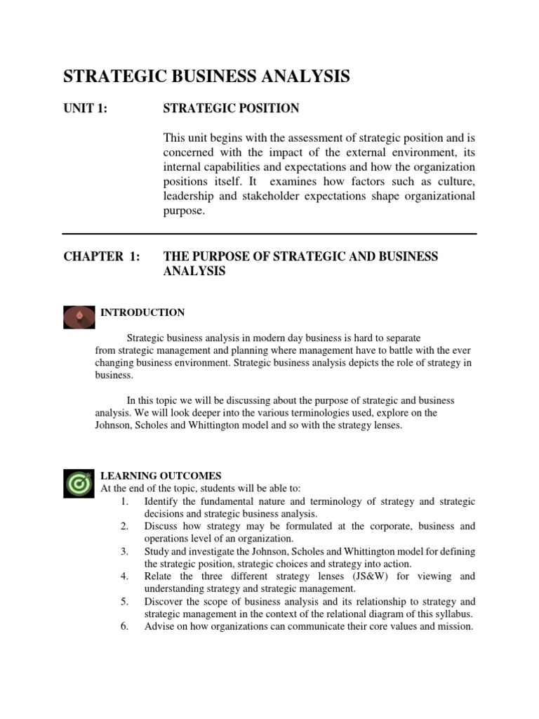 Strategic Business Analysis | PDF | Business Analysis | Strategic ...