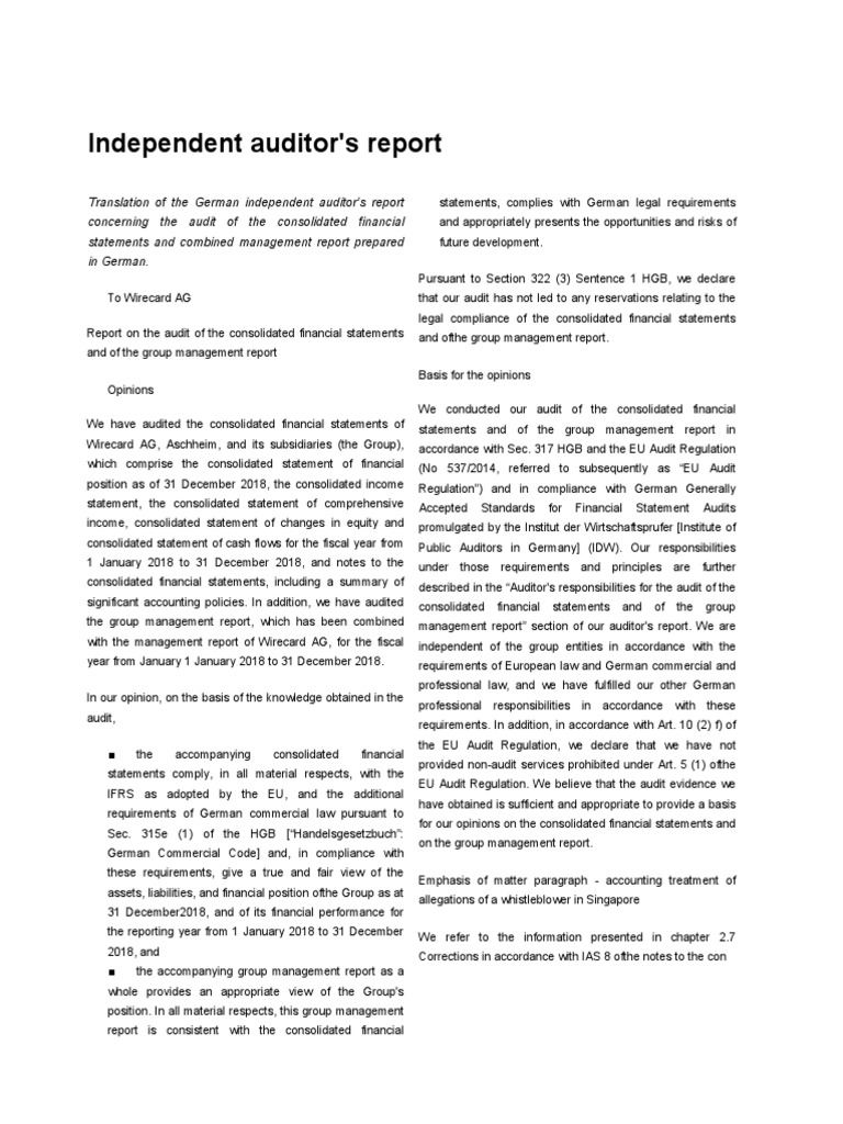 Independent Auditor's Report | PDF | Going Concern | Audit