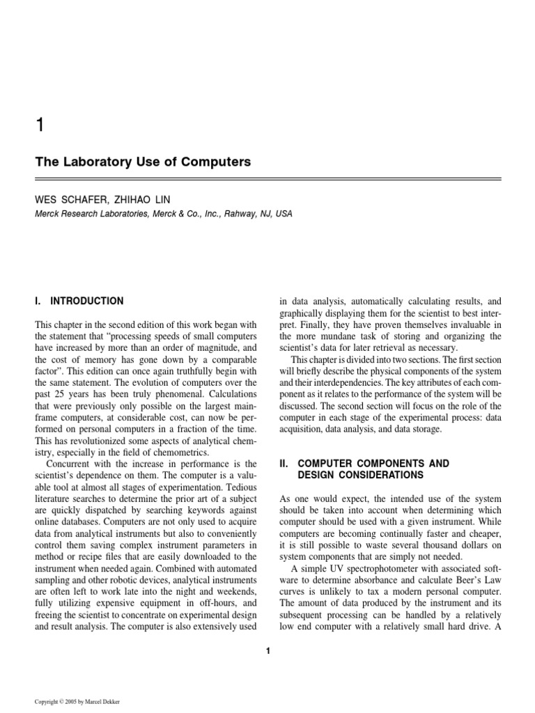 The Laboratory Use of Computers: Merck Research Laboratories, Merck ...