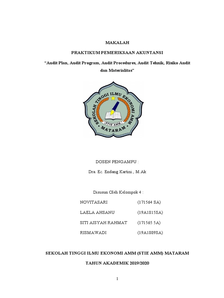 Audit Plan, Audit Program, Audit Procedures, Audit Tehnik, Risiko Audit Dan Materialitas | PDF