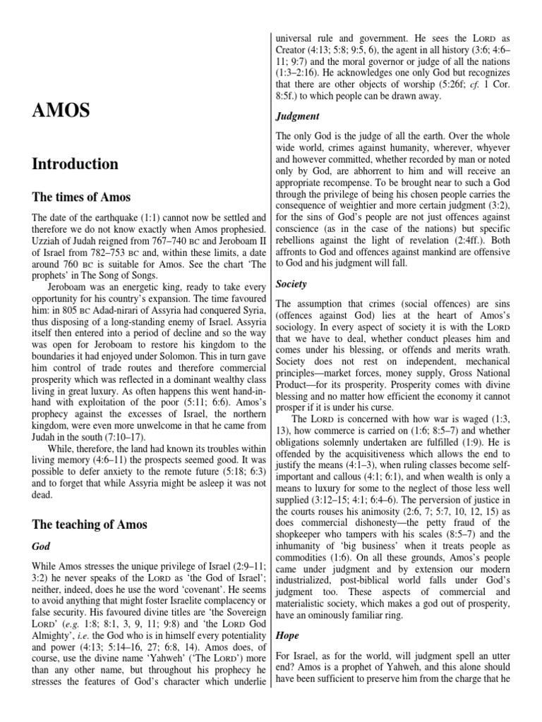 Amos New Bible Commentary | PDF | Prophet | Revelation