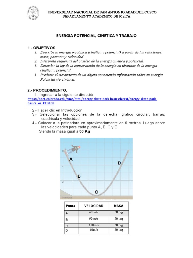 Energía Potencial y Cinética en Física | PDF | Energía potencial | Masa