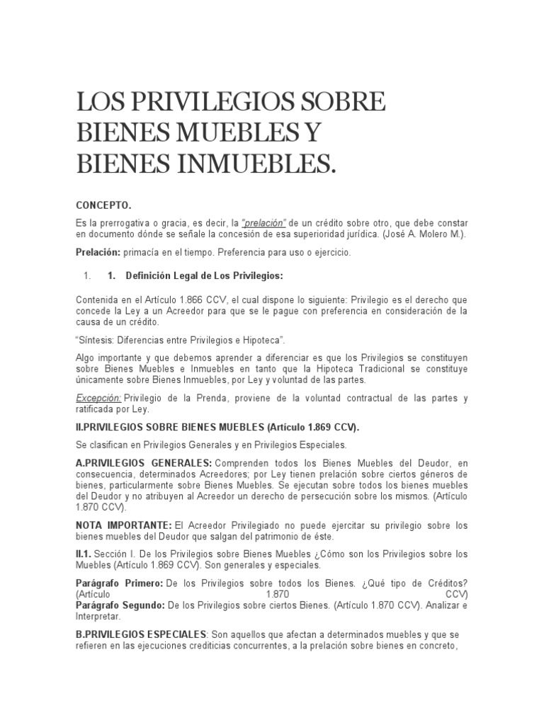 Los Privilegios Sobre Bienes Muebles y Bienes | PDF | Bancarrota ...