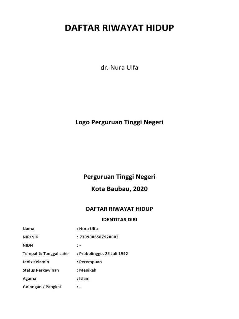 CV dr. Nura Ulfa | PDF | Karier & Perkembangan