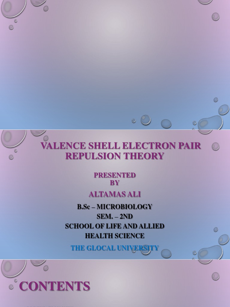 Valence Shell Electron Pair Repulsion Theory | PDF | Chemical Bond ...