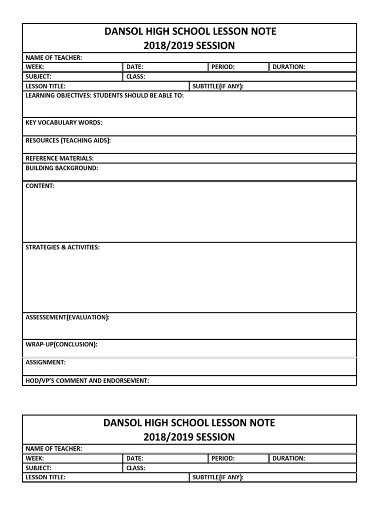 Dansol High School Lesson Notes 2018/19 | PDF | Vocabulary | Change