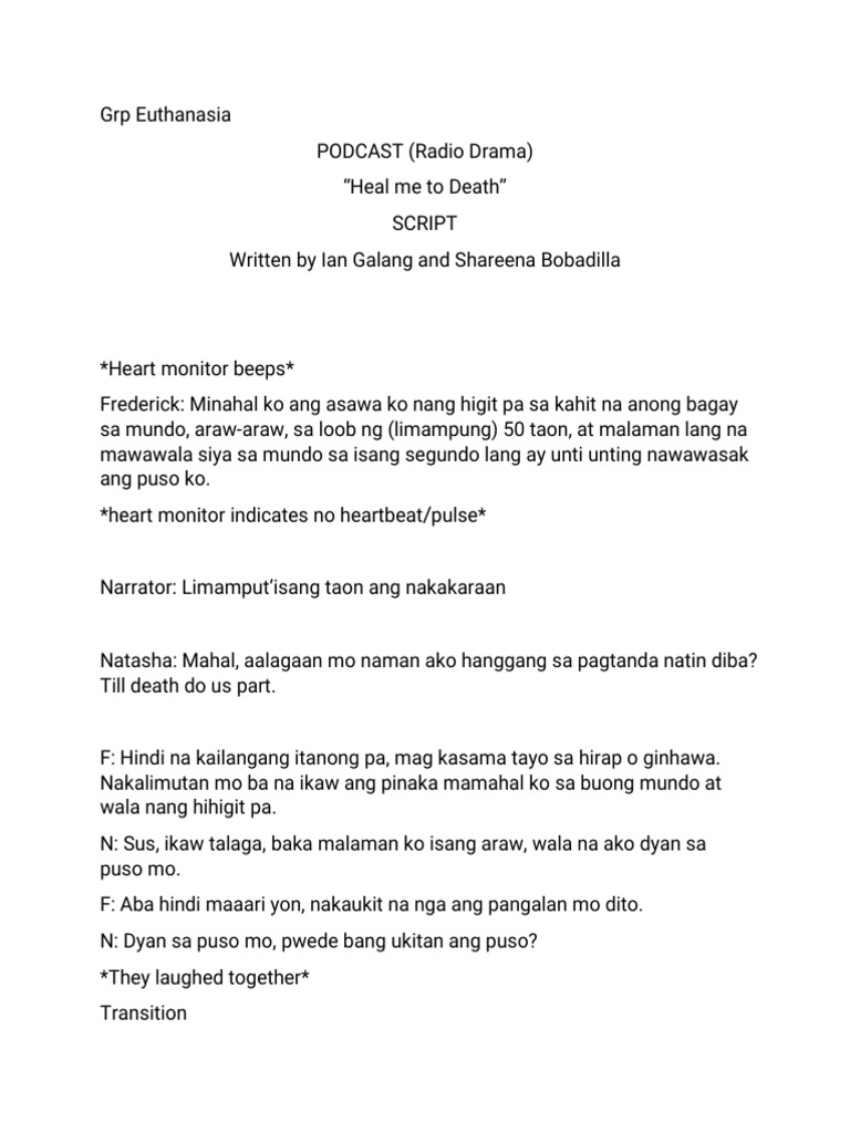MTLBE - Revised Script and Cast | PDF