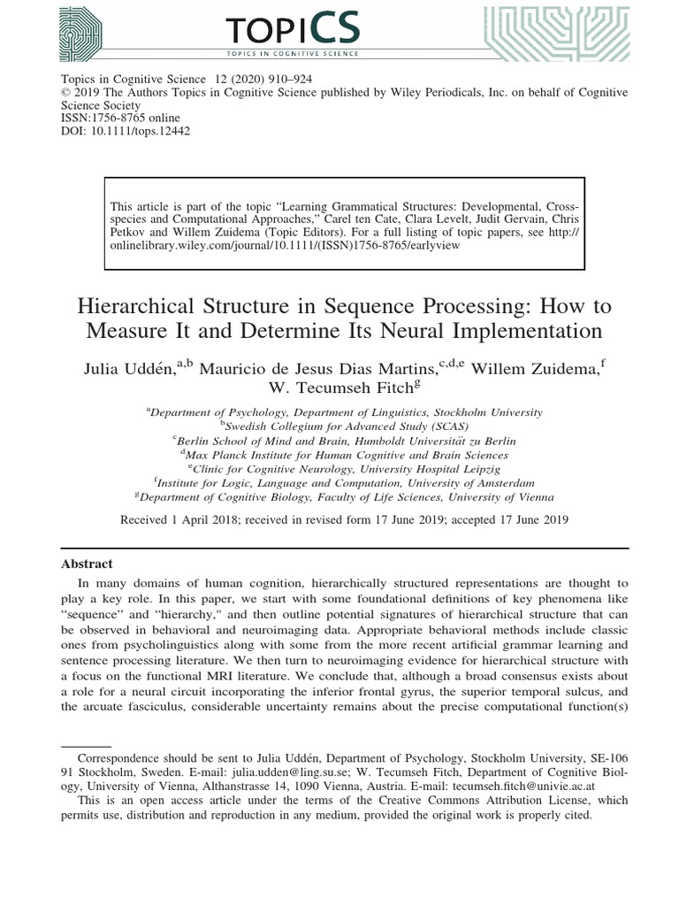 UDDEN ET AL Hierarchical Structure Sequence Processing | PDF | Hierarchy | Priming (Psychology)