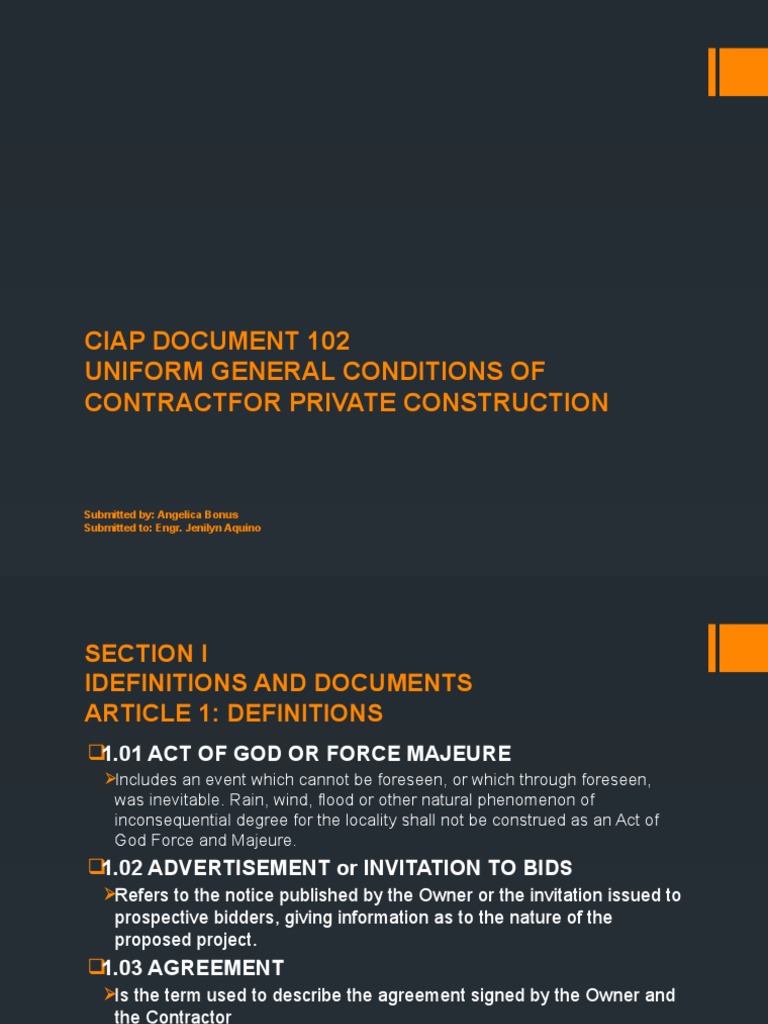 Ciap Document 102 Uniform General Conditions of Contractfor Private Construction | PDF | Surety ...