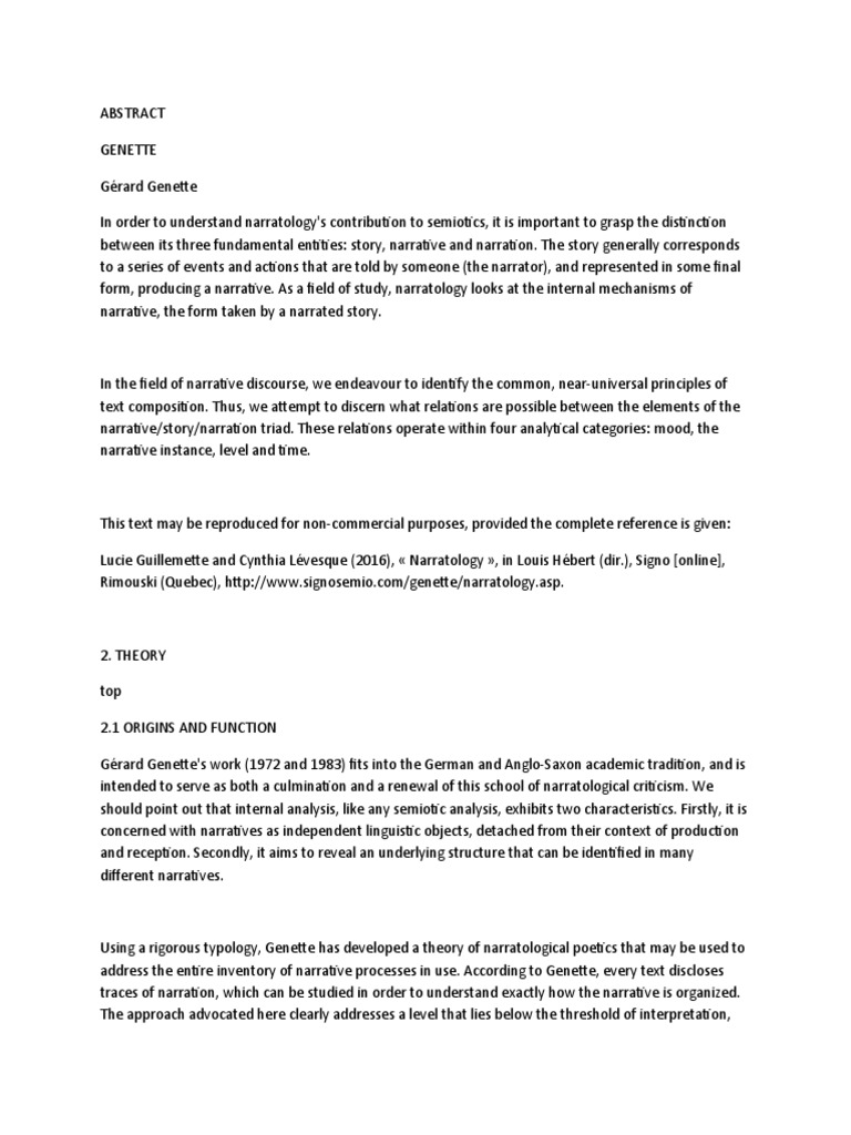 Genette Concepts | PDF | Narrative | Narration