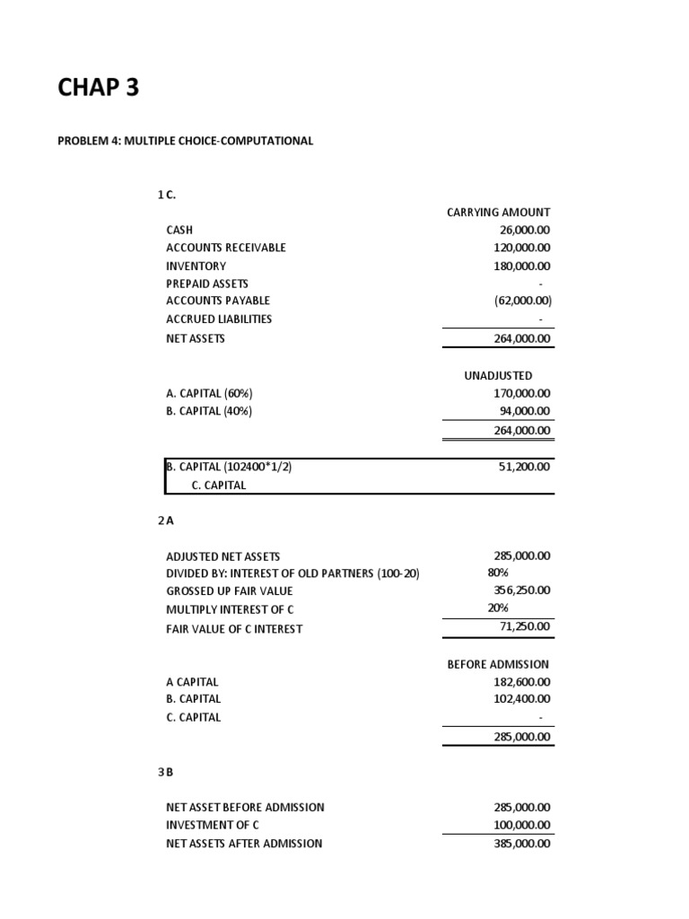 Chap 3: Problem 4: Multiple Choice-Computational | PDF | Investing | Balance Sheet