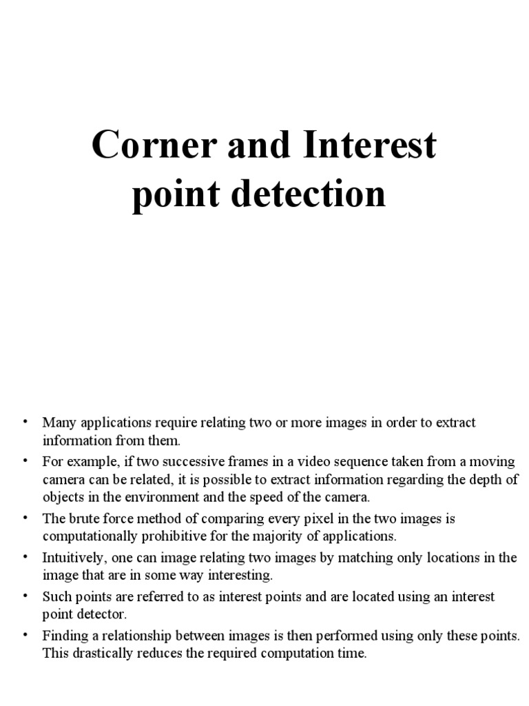 Corner and Interest Point Detection | PDF | Computer Vision | Vision