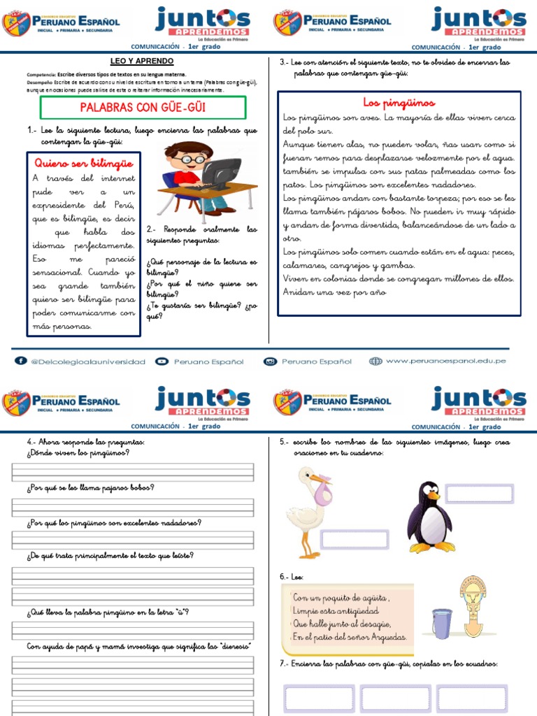 Comunicación - Palabras Con Güe-Güi-Combinación Gl-Combinación Gr ...