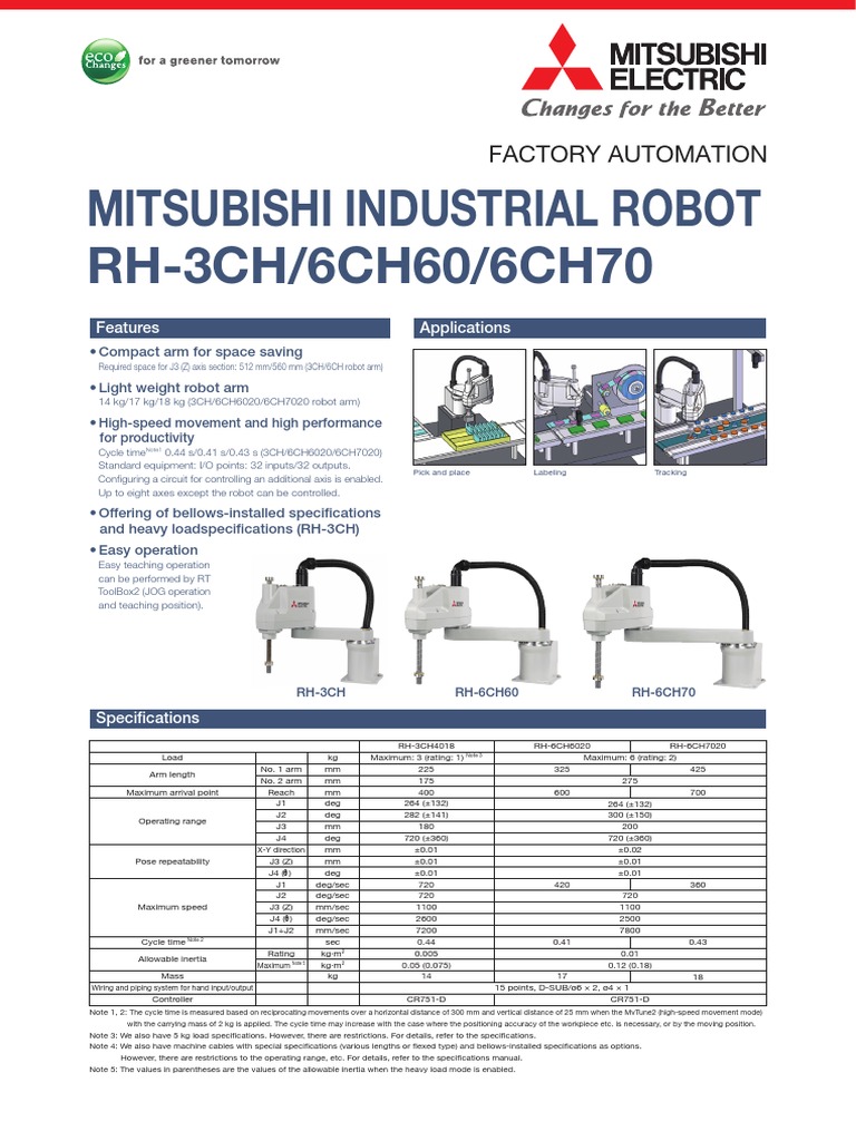 MELFA RH-3CH SCARA Robot Brochure PDF | PDF | Manufactured Goods ...