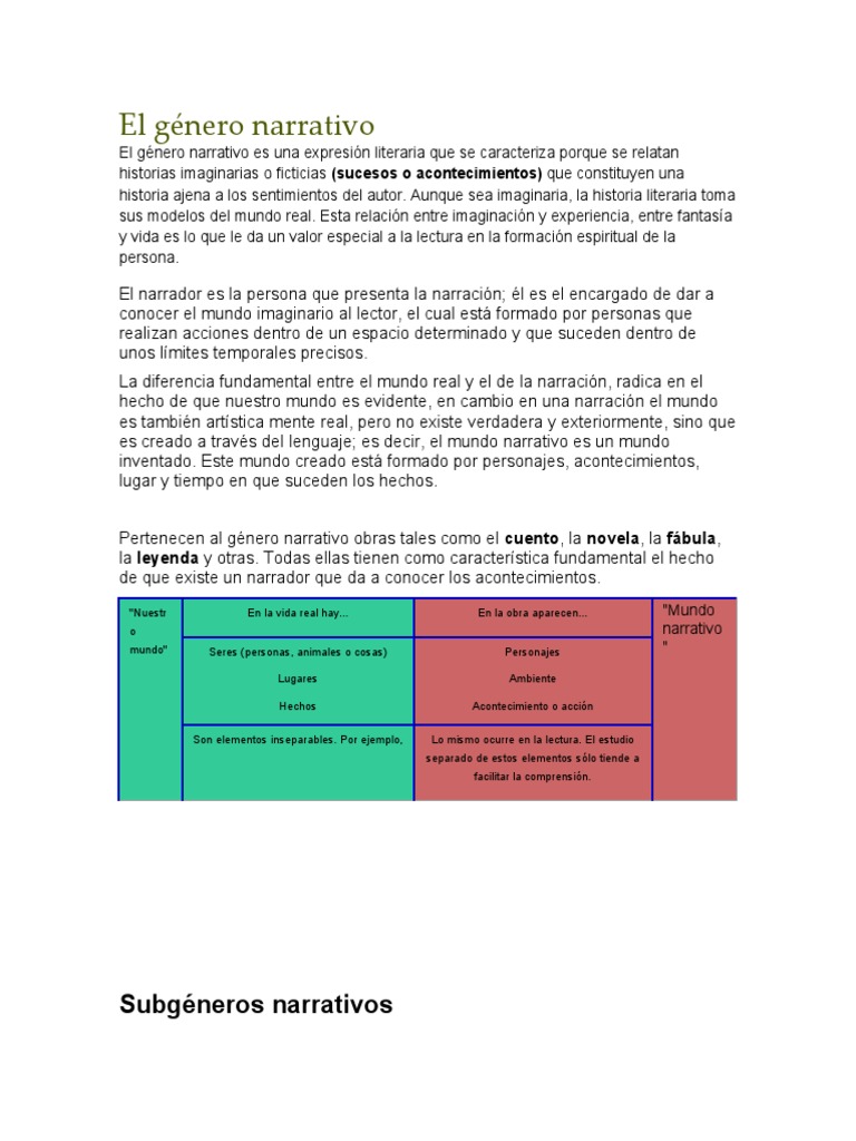 El Género Narrativo | PDF | Narrativa | Leyendas