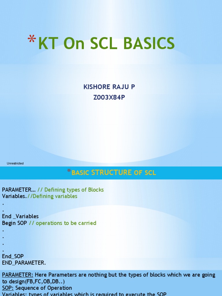 KT On SCL Basics: Kishore Raju P Z003X84P | Download Free PDF ...