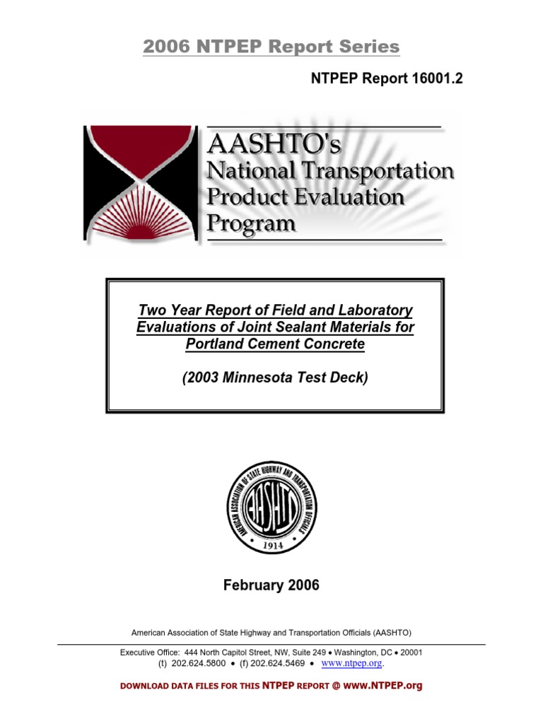 NTPEP 16001.2 Final | PDF | Road Surface | Concrete