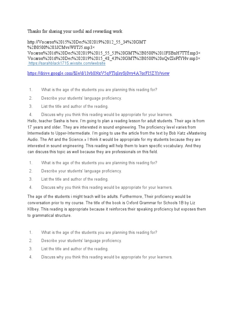 Tesol Reading | PDF | Lesson Plan | Vocabulary