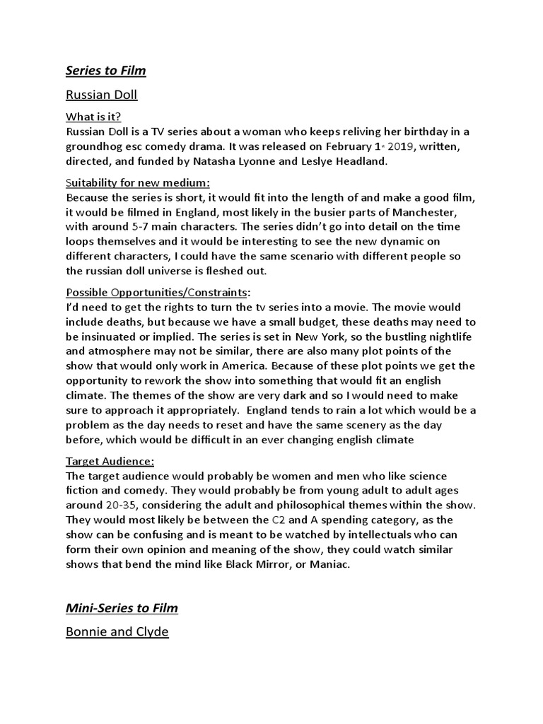 Media Adaptation Ideas | PDF