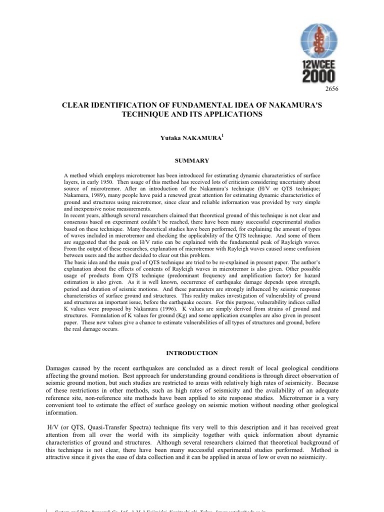 Nakamura's Technique for Microtremor Analysis | PDF | Waves | Earthquakes