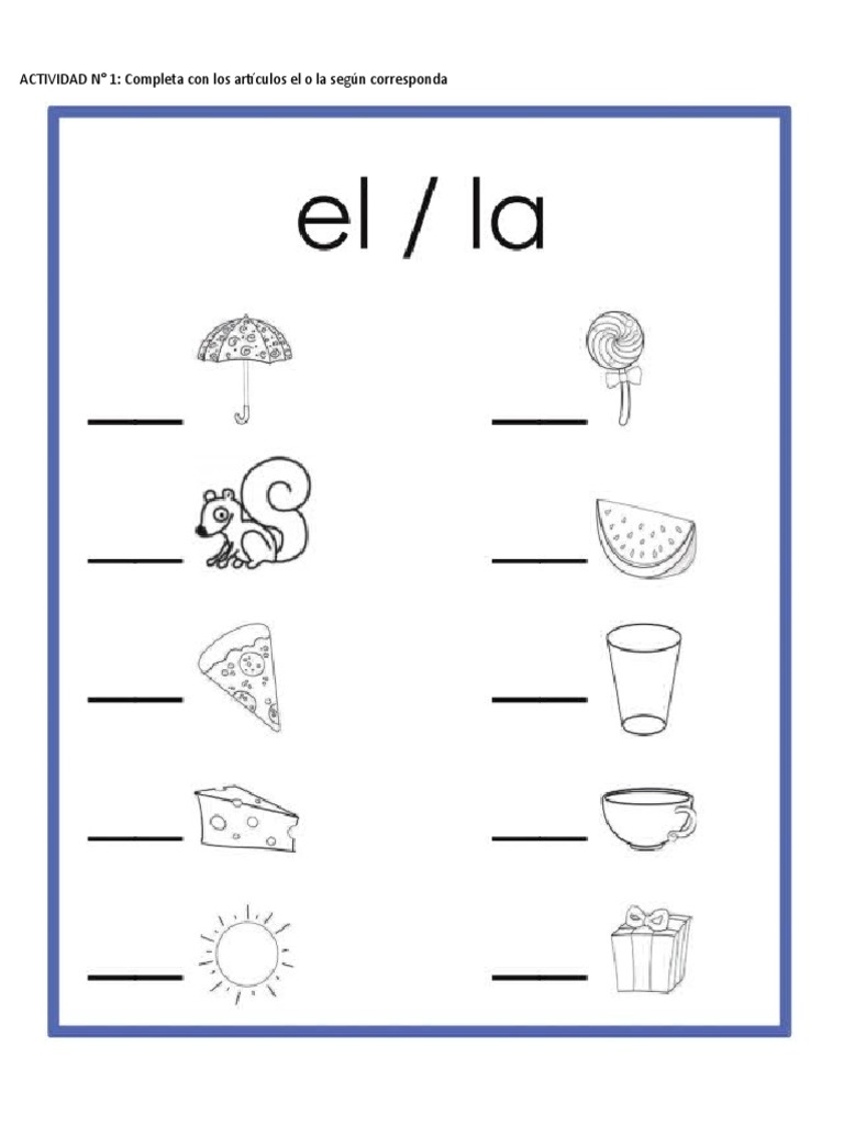 Actividad Refuerzo Articulo El y La | PDF