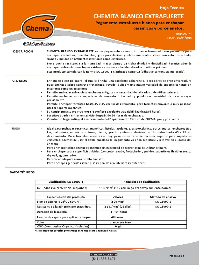 HT Chemita Blanco Extrafuerte V01 2016 | PDF | Pintar | Hormigón