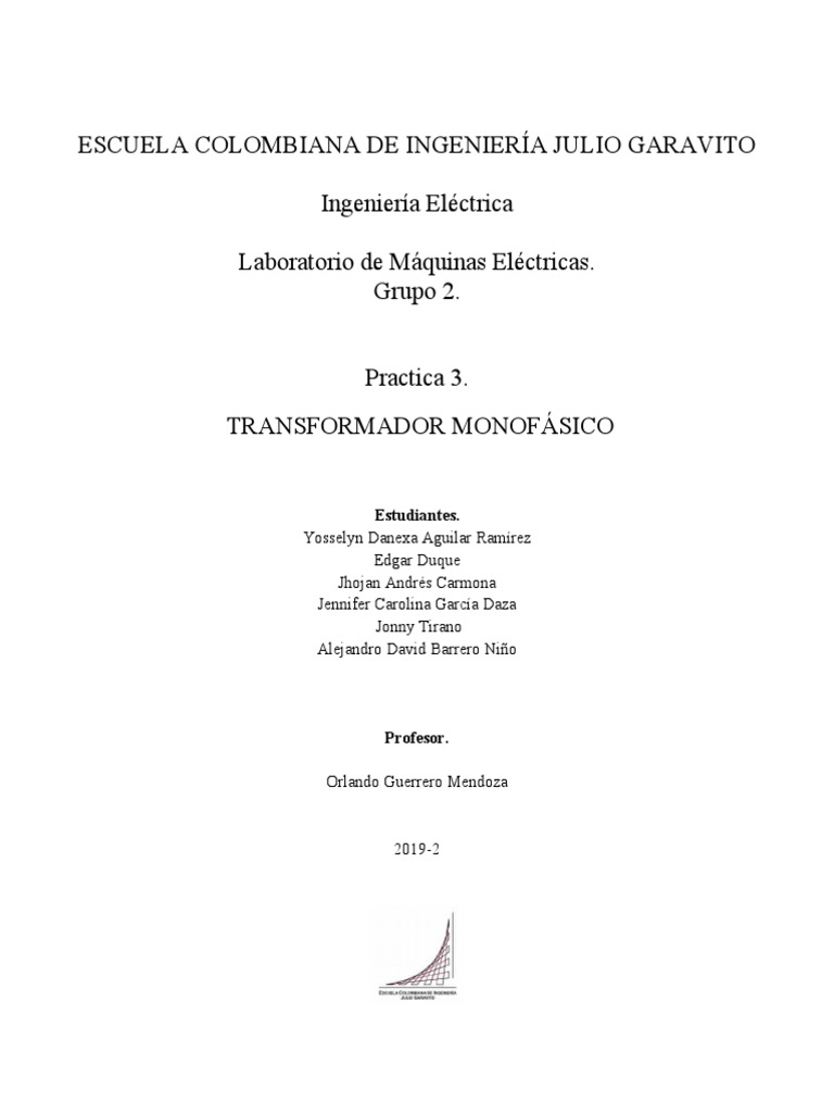 Laboratorio 3 Máquinas Eléctricas | PDF | Transformador | Inductor