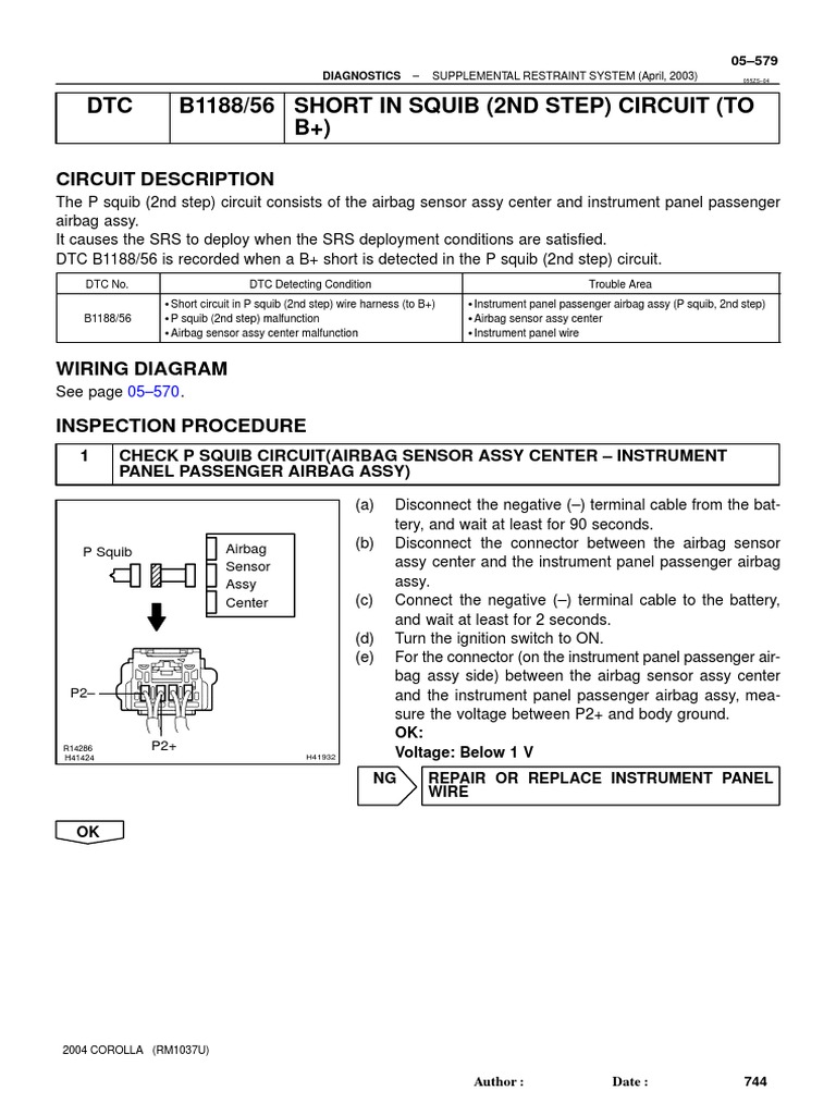DTC B1188/56 Short in Squib (2Nd Step) Circuit (To B+) | PDF | Airbag ...