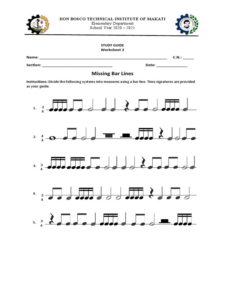 Missing Bar Lines: Don Bosco Technical Institute of Makati | PDF
