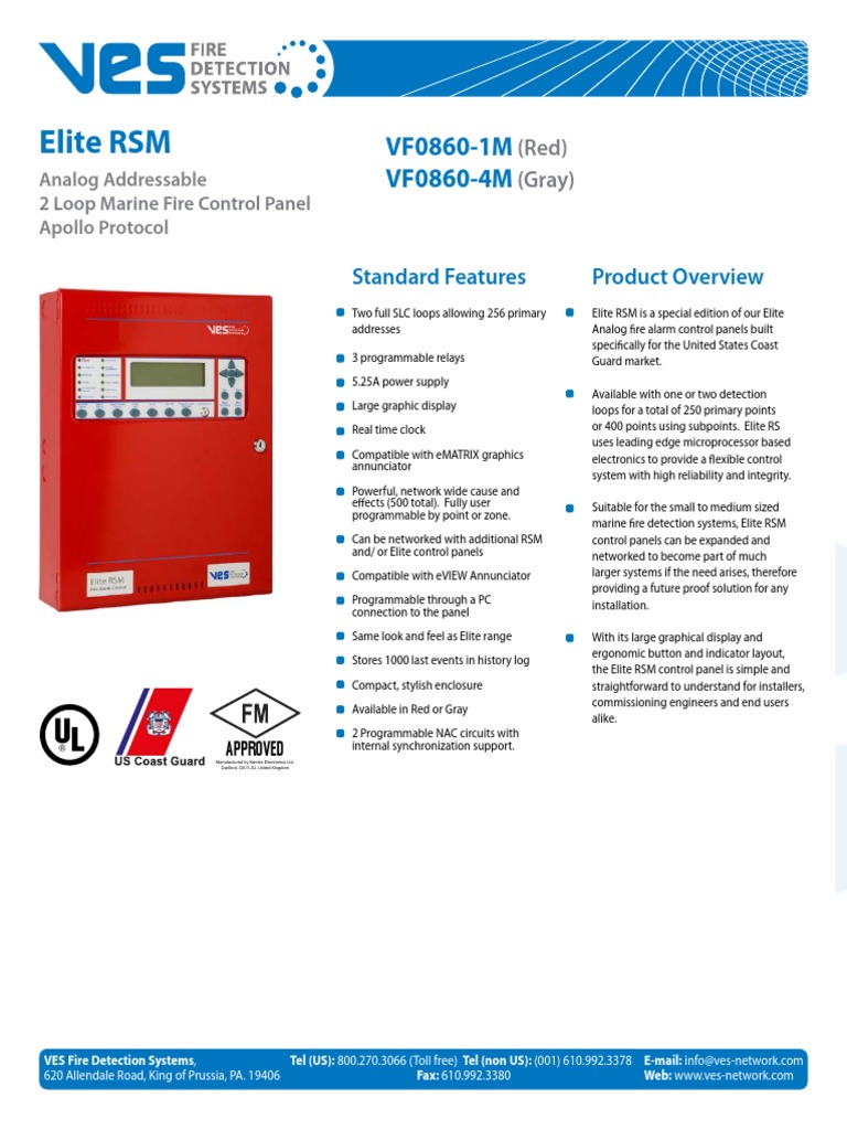 Elite RSM 2 Loop Marine Fire Control Panel with Apollo Protocol for the ...