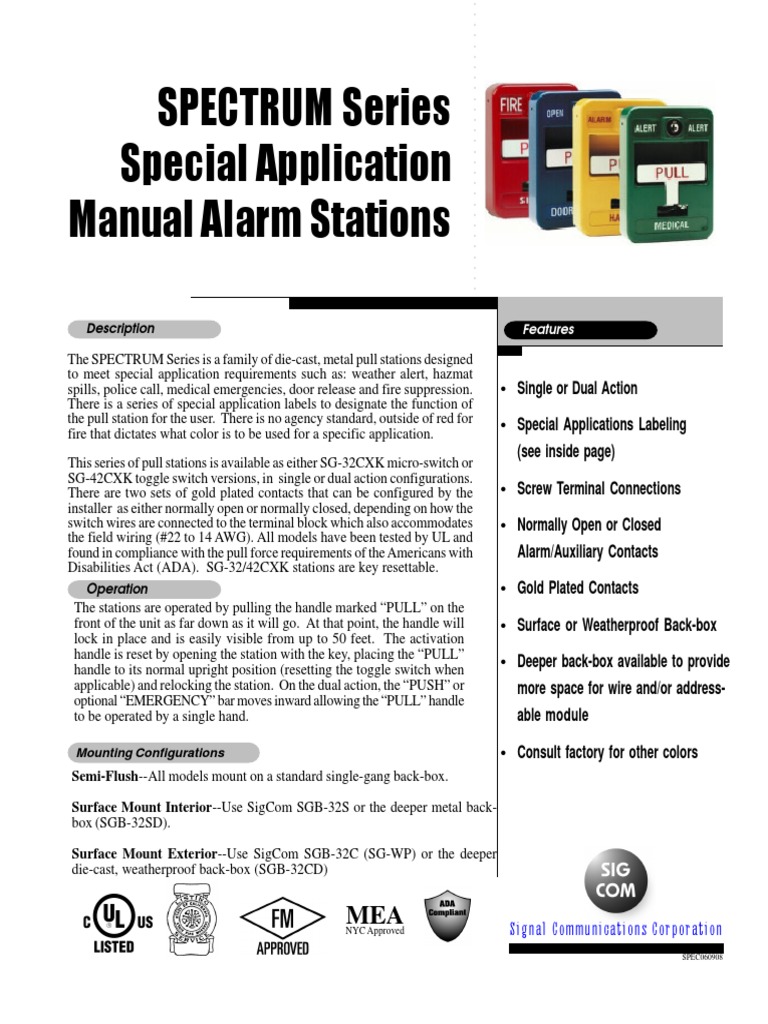 Spectrum Manual Alarm Stations Overview | PDF | Switch | Equipment