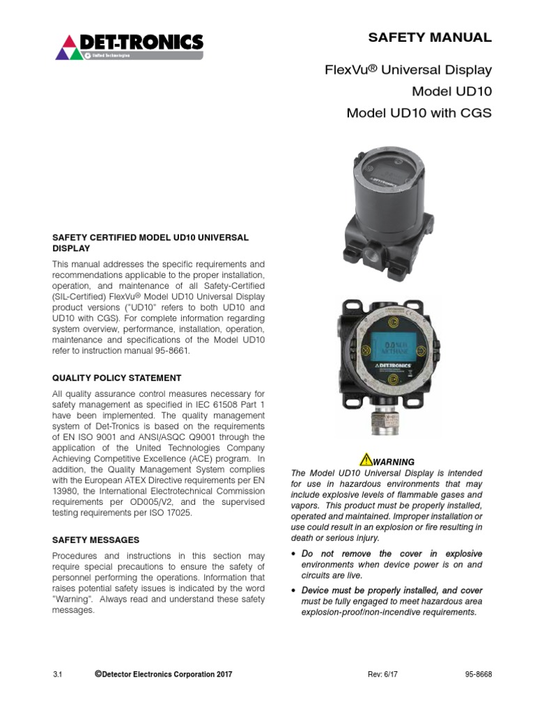 Flexvu Universal Display Model Ud10 Model Ud10 With CGS: Safety Manual ...