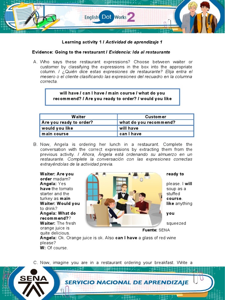 Restaurant Conversation Practice Guide | PDF | Restaurants | Food And Drink