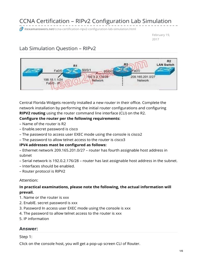 CCNA RIPv2 Configuration Lab Guide | PDF | Router (Computing) | Computer Network