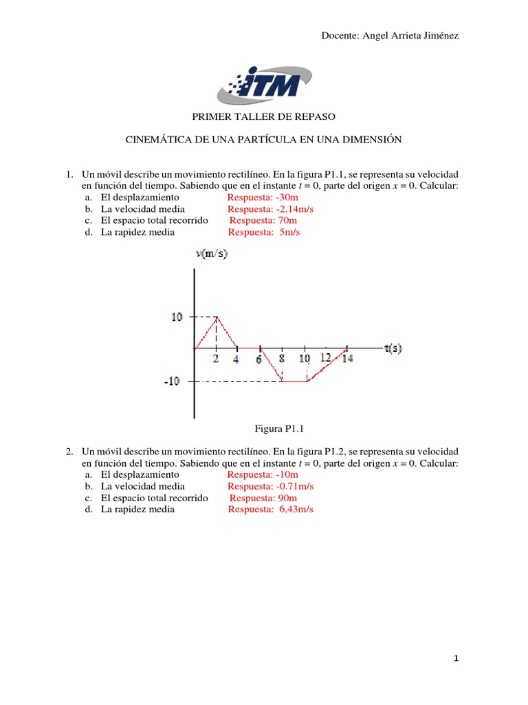 1-Taller de Repaso (MRU Y MRUA) | PDF | Velocidad | Masa