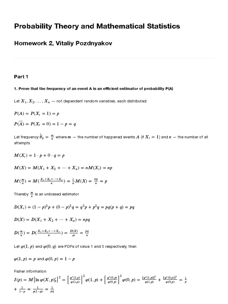 Probability Theory and Mathematical Statistics: Homework 2, Vitaliy ...