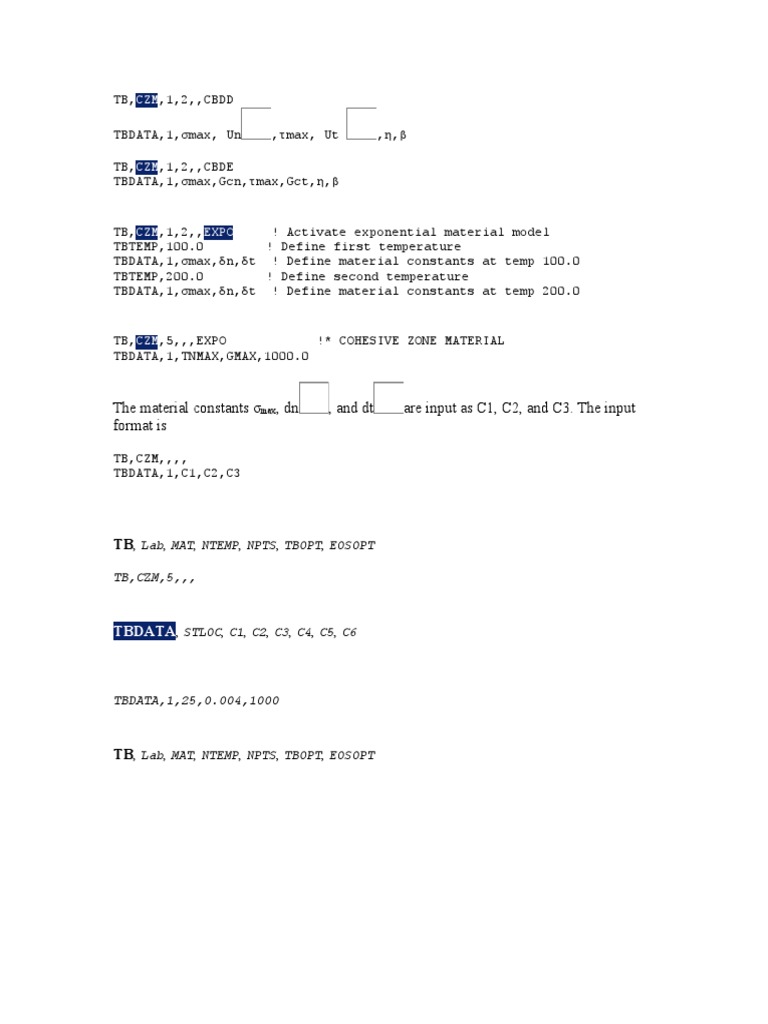 The material constants σ, dn, and dt are input as C1, C2, and C3. The ...