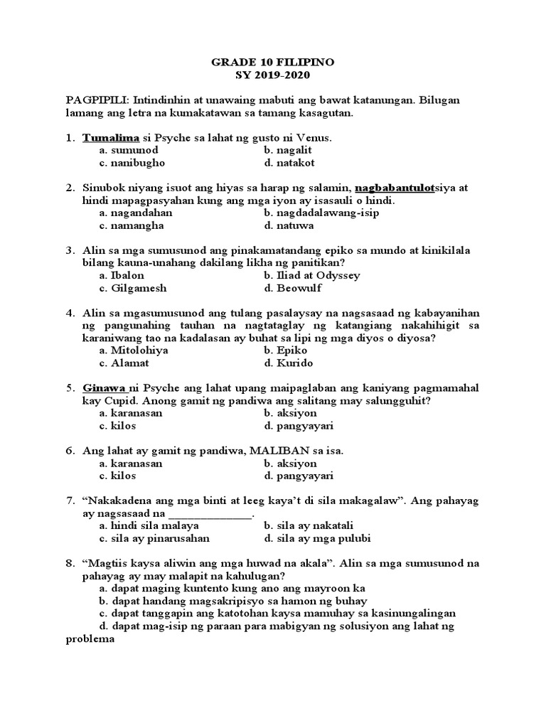 Filipino G10 Final | PDF