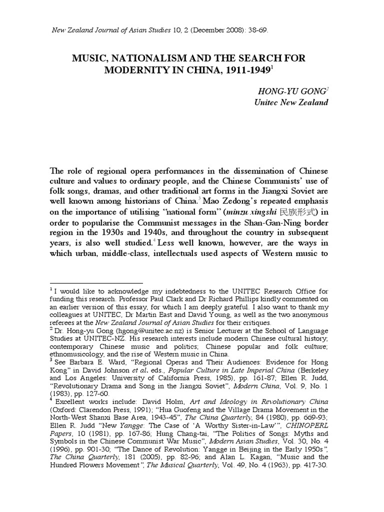 Music, Nationalism and The Search For MODERNITY IN CHINA, 1911-1949 ...