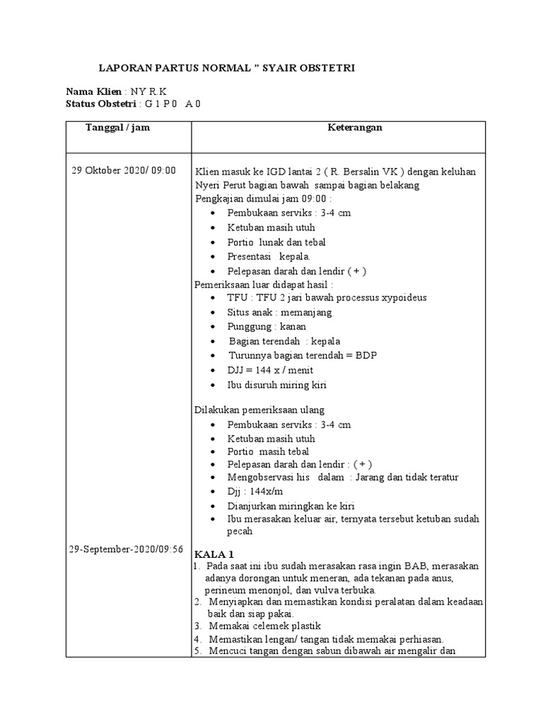 Laporan Partus Normal | PDF