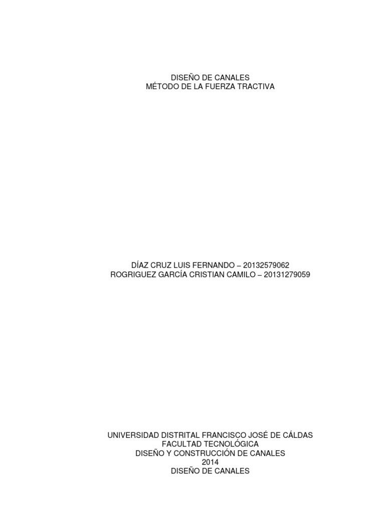 Diseño De Canales Sin Revestir Pdf Canal Hidráulica