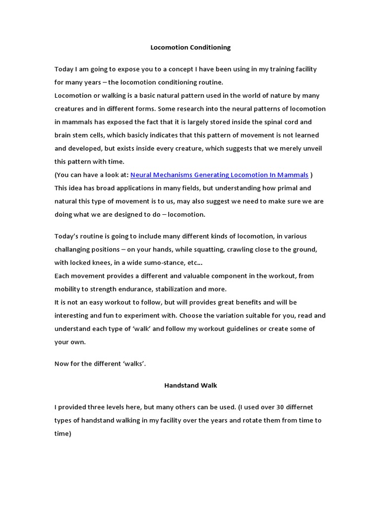 Locomotion Conditioning: An In-Depth Guide to Unlocking Your Body's ...